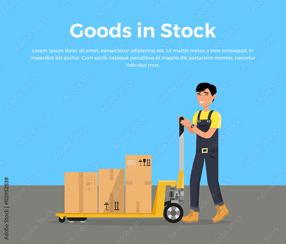 Goods in Stock Banner Design Flat Stock Vector | Adobe Stock
