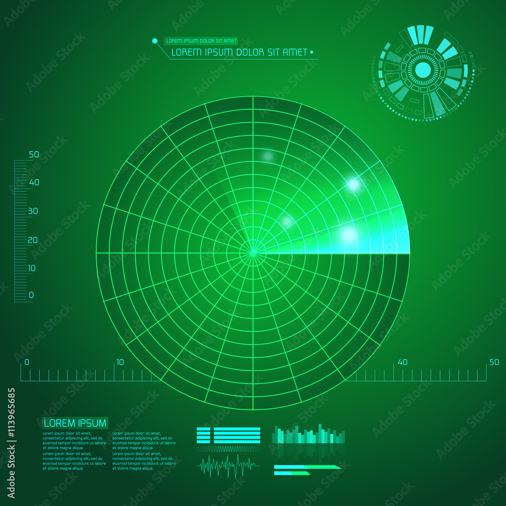 Green radar screen. Vector illustration for your design. Technology ...