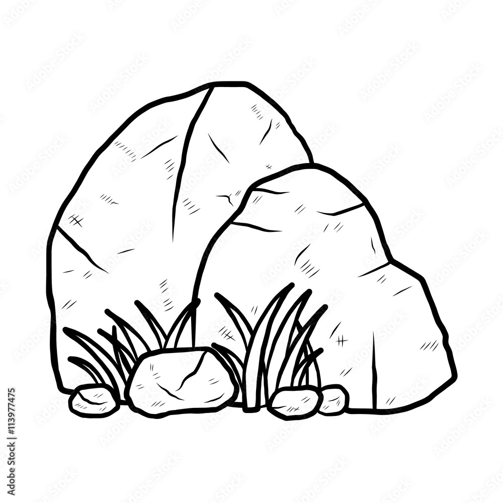 stone / cartoon vector and illustration, black and white, hand drawn ...