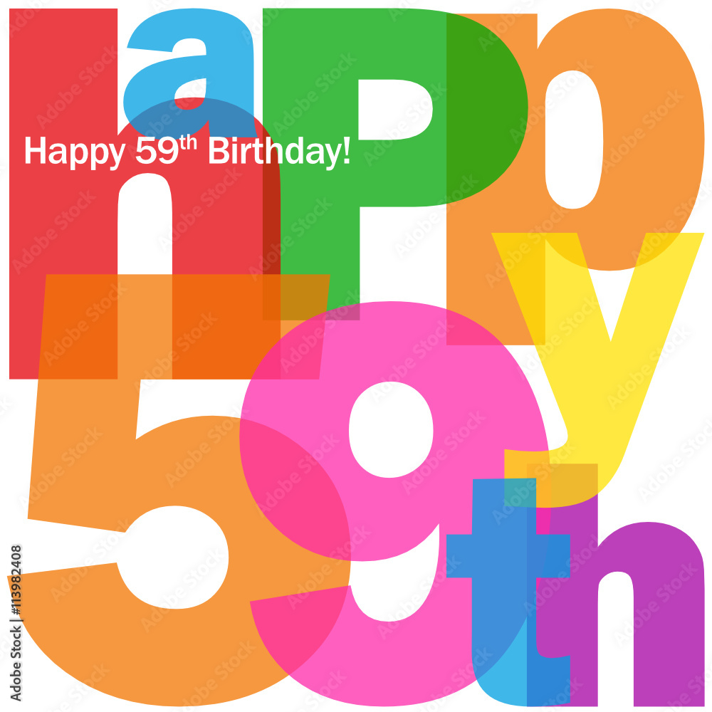 HAPPY 59th BIRTHDAY Vector Card Stock Vector | Adobe Stock