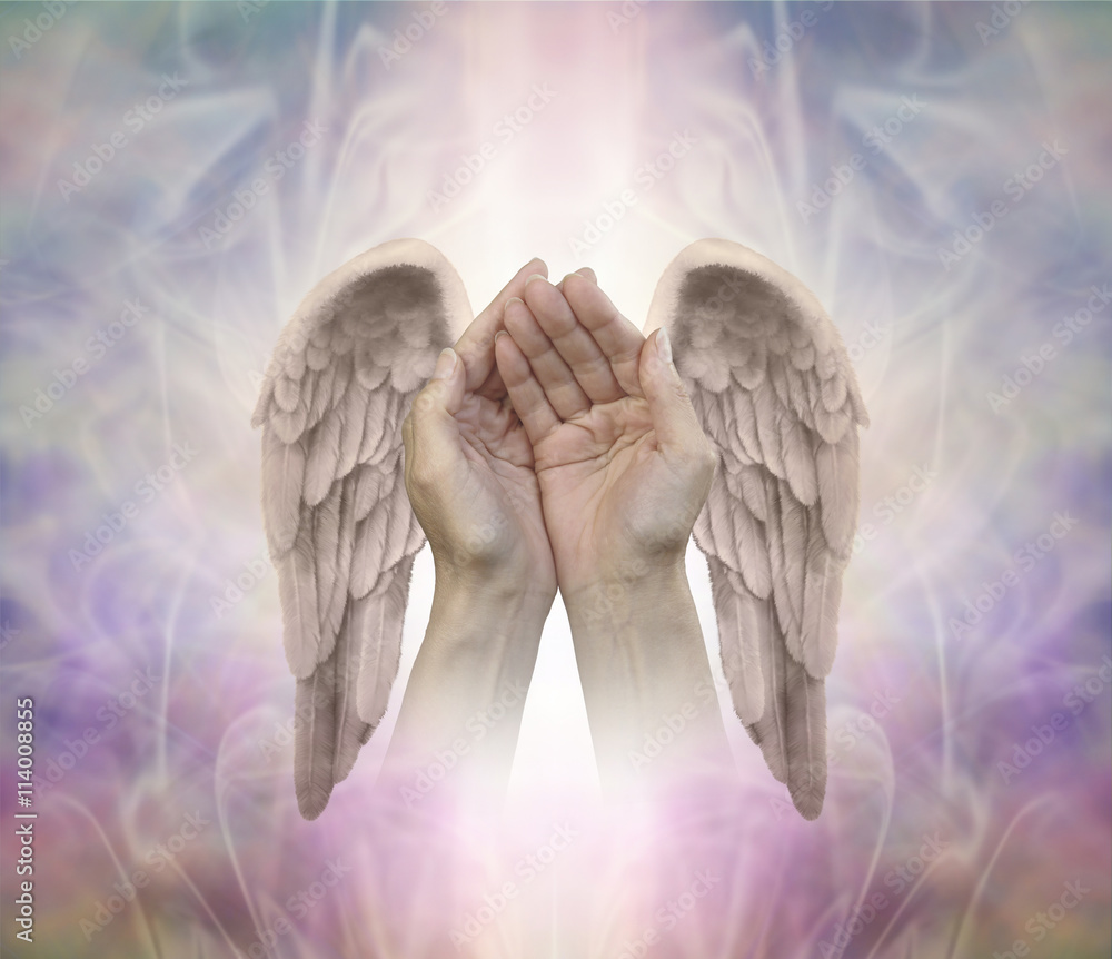 Angelic helping hands - cupped hands with finely detailed Angel wings ...