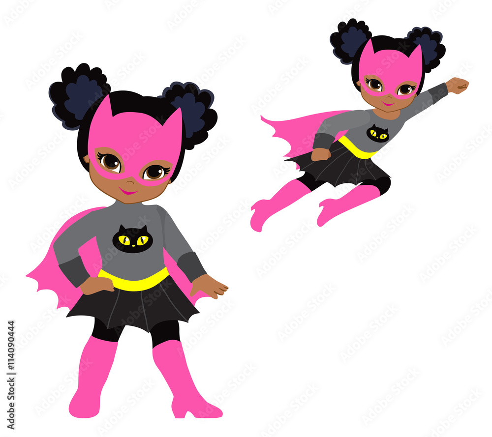 Cute superhero girl vector clip art set. Stock Vector | Adobe Stock