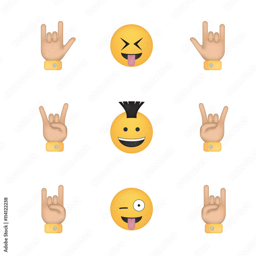Set of rock emoticon vector isolated on white background. Emoji vector ...