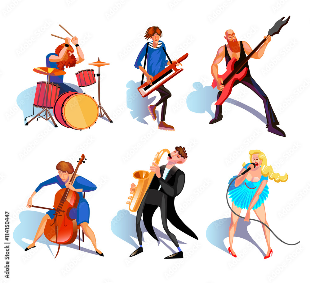 Musicians Cartoon Set Stock Vector | Adobe Stock