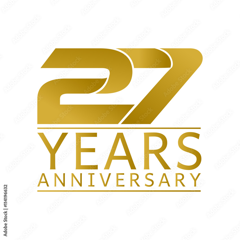 Simple Gold Anniversary Logo Vector Year 27 Stock Vector | Adobe Stock