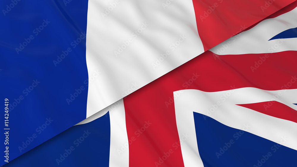 Flags of France and the United Kingdom - Split French Flag and British ...