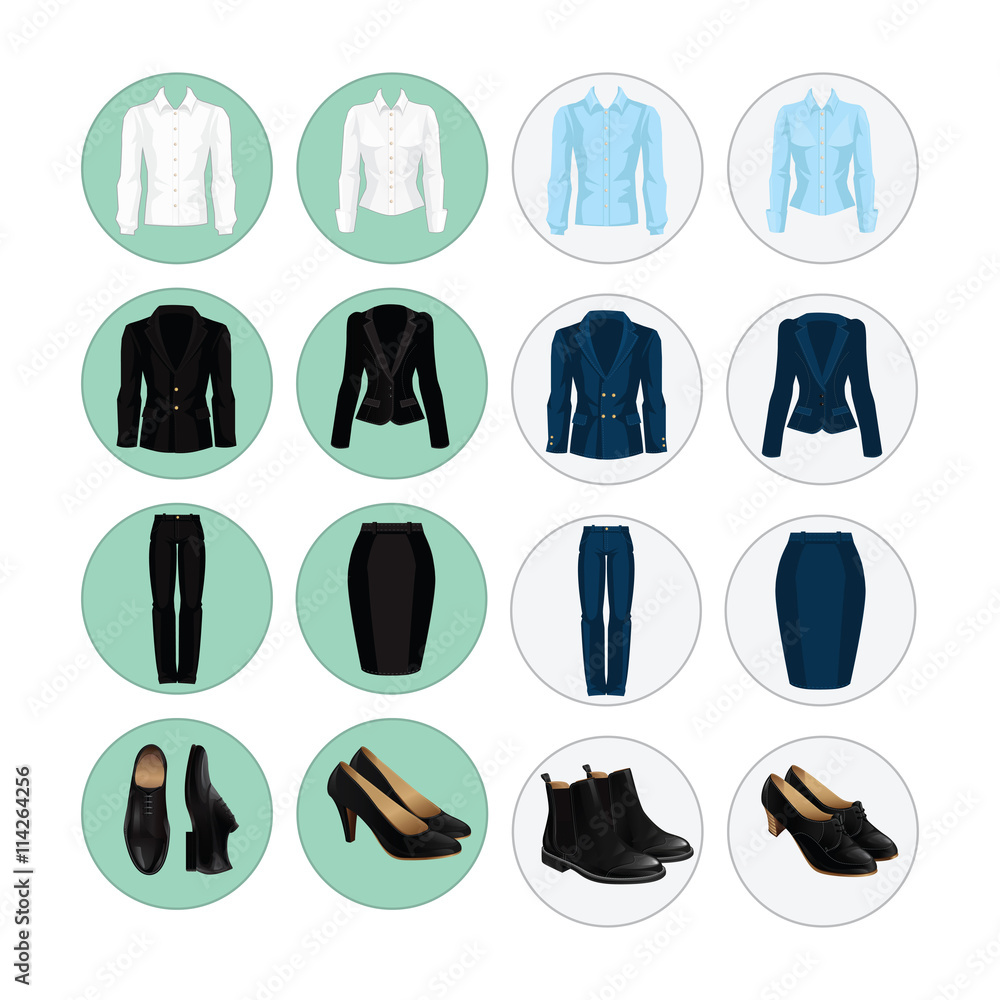 Vector illustration of corporate dress code. Office uniform. Icon with ...