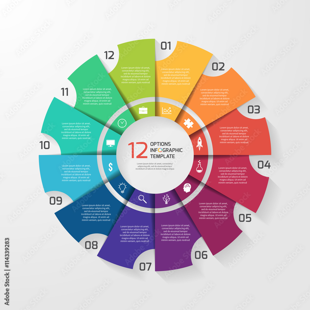 Vector circle infographic template for graphs, charts, diagrams. Pie ...