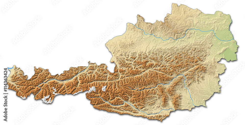 Relief map of Austria Stock Illustration | Adobe Stock