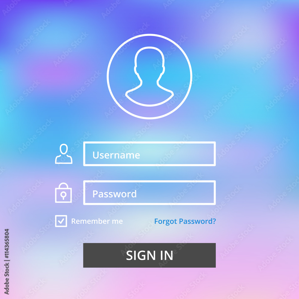 Modern thin line login form ui elements set. Minimalistic concept ...