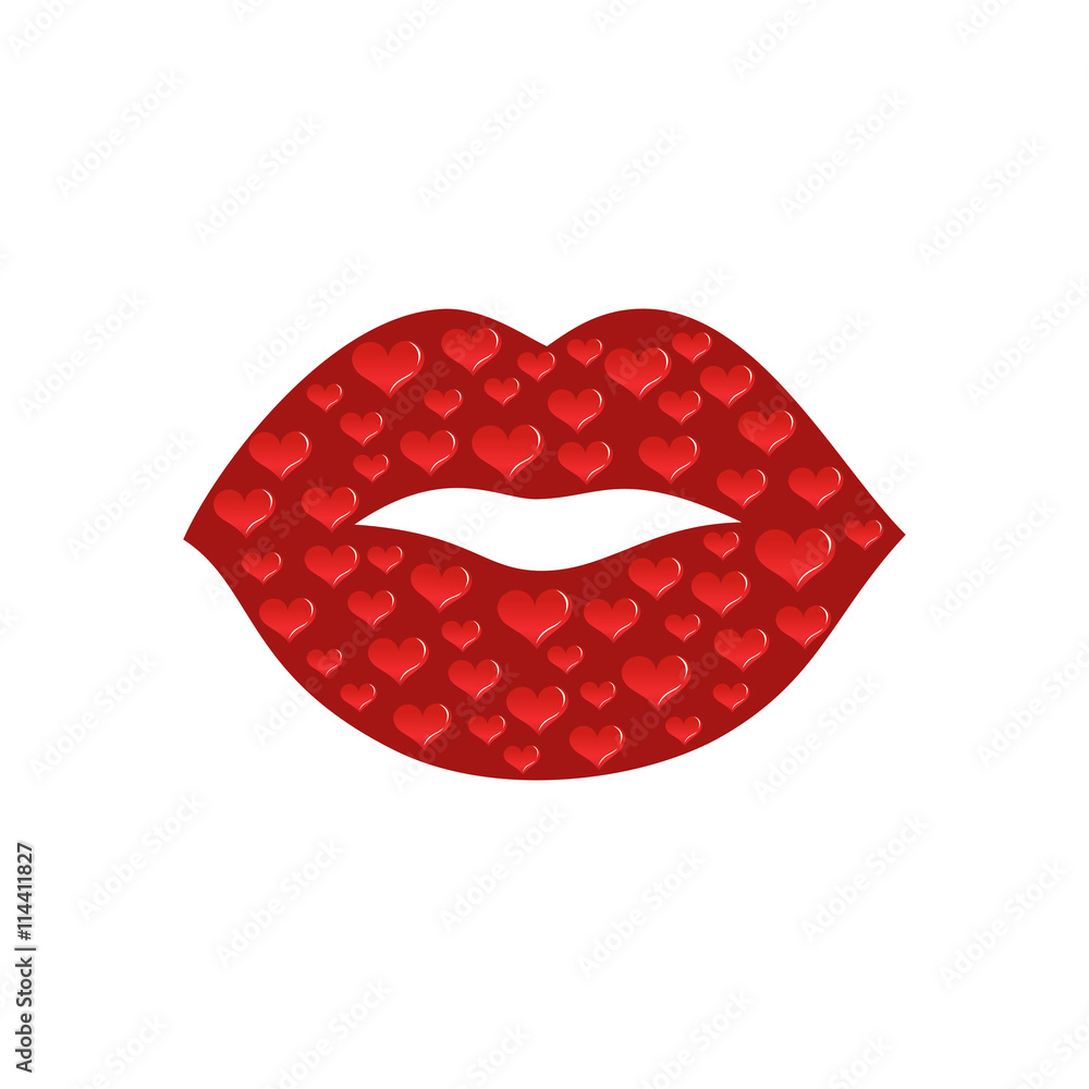 Red kissing and smiling cartoon lips isolated decorative for party ...