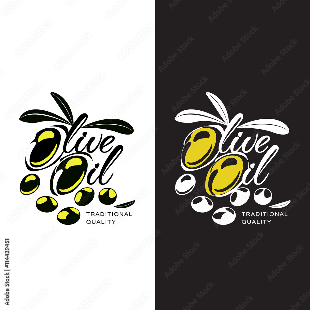 Logo Set about olive oil, vector illustration logos isolated on a white ...