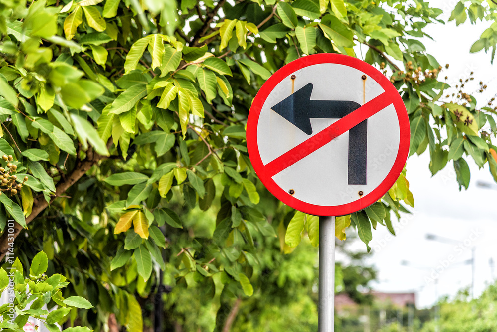 Prohibition no Left turn signs Stock Photo | Adobe Stock