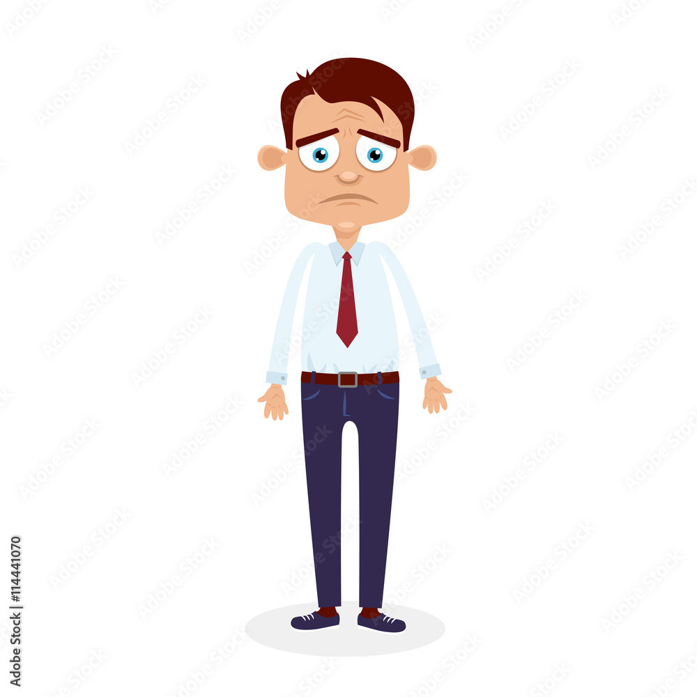 Sad businessman. Vector cartoon flat character on white background ...