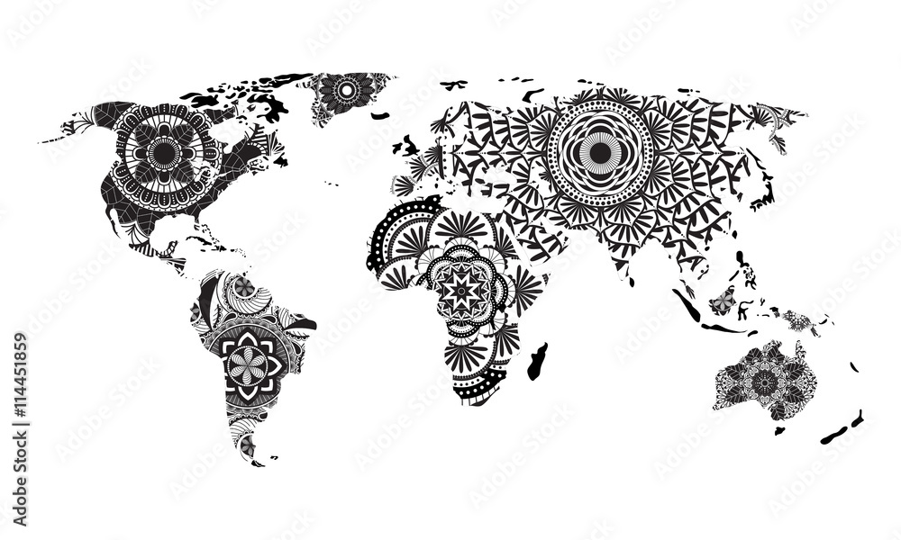 Mandala World Map Vector Stock Vector | Adobe Stock