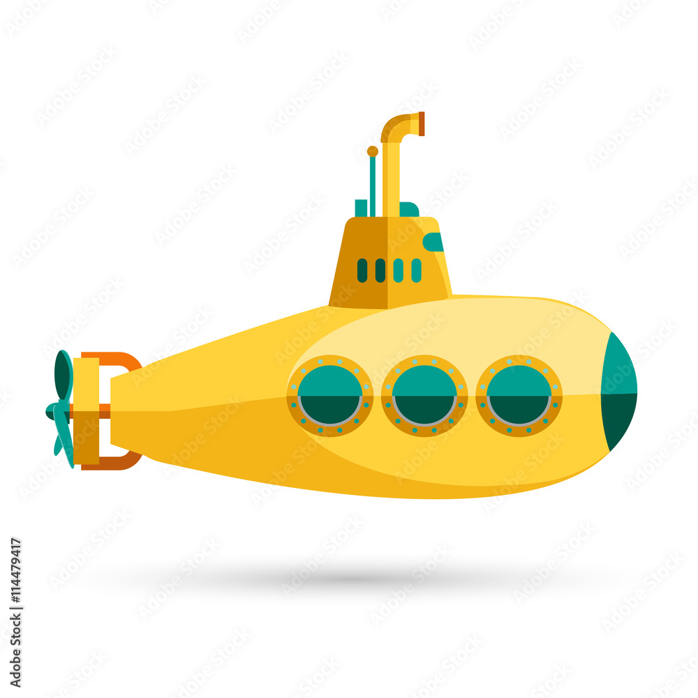 Yellow Submarine with periscope Stock Illustration | Adobe Stock