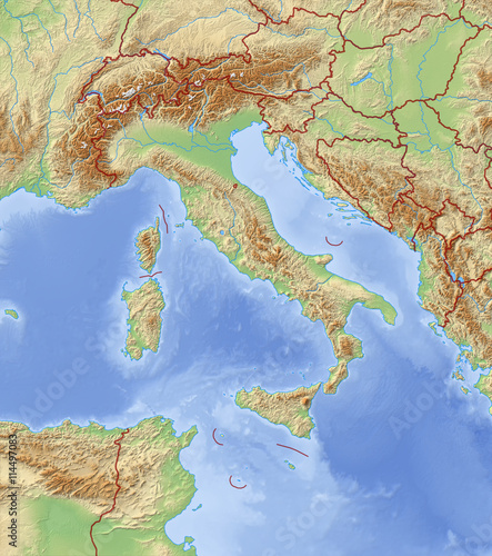 Relief Map of Italy - 3D-Illustration Illustration Stock | Adobe Stock