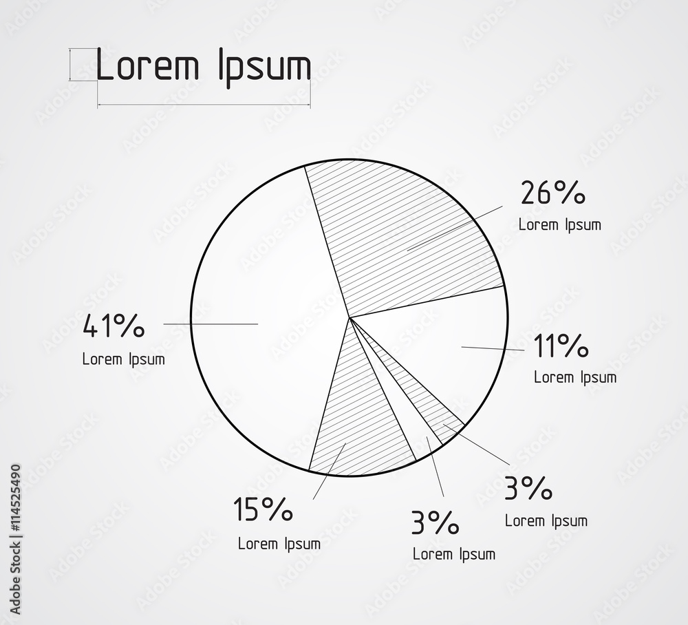 Vector illustration of the line pie chart. Infographic elements ...