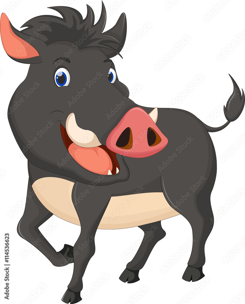 fute black wild boar cartoon run Stock Vector | Adobe Stock