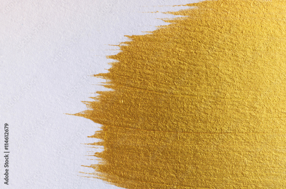 Gold acrylic paint on white paper background , gold texture free Stock ...