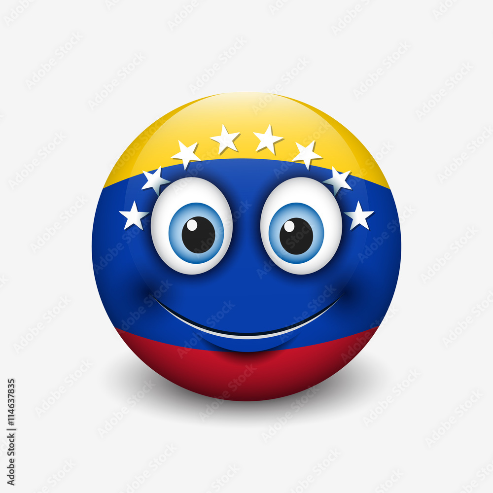 Cute emoticon isolated on white background with Venezuela flag motive ...