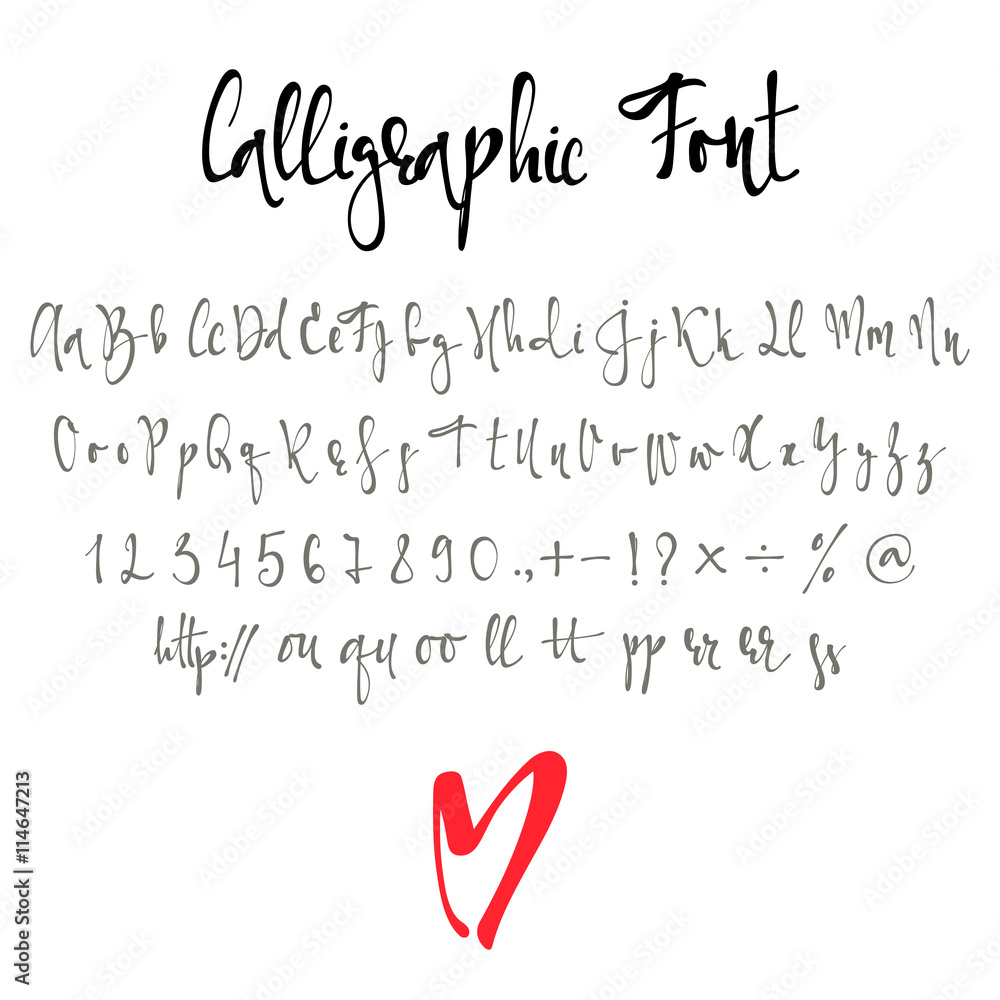 Calligraphic font with numbers, ampersand and symbols. Modern Alphabet ...