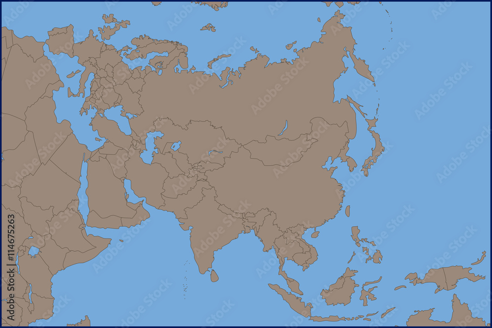 Empty Political Map of Asia Stock Vector | Adobe Stock