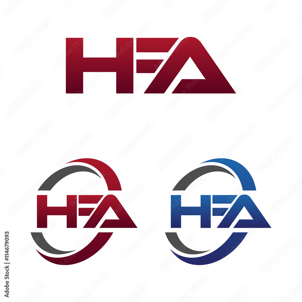 Modern 3 Letters Initial logo Vector Swoosh Red Blue hfa Stock Vector ...