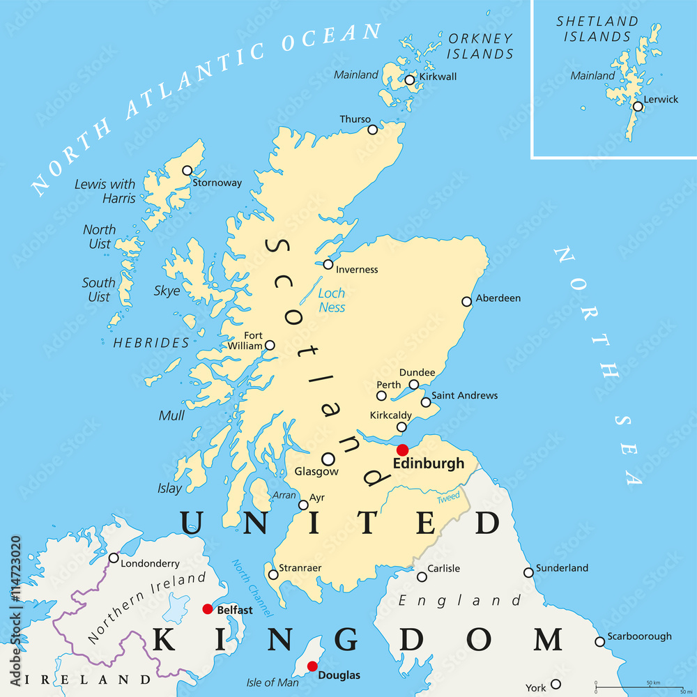 Northern Ireland political map with capital Belfast, national border ...