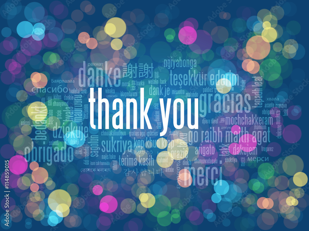 "THANK YOU" Card on multicoloured bokeh lights background Stock Vector ...