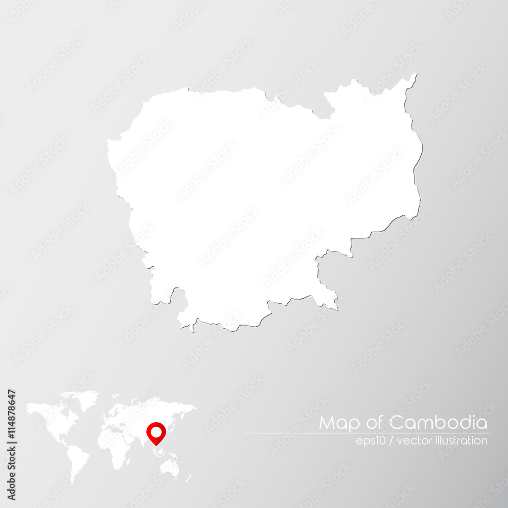 Vector map of Cambodia with world map infographic style. Stock Vector ...
