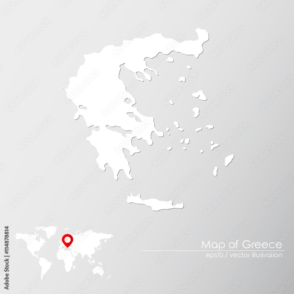 Vector map of Greece with world map infographic style. Stock Vector ...