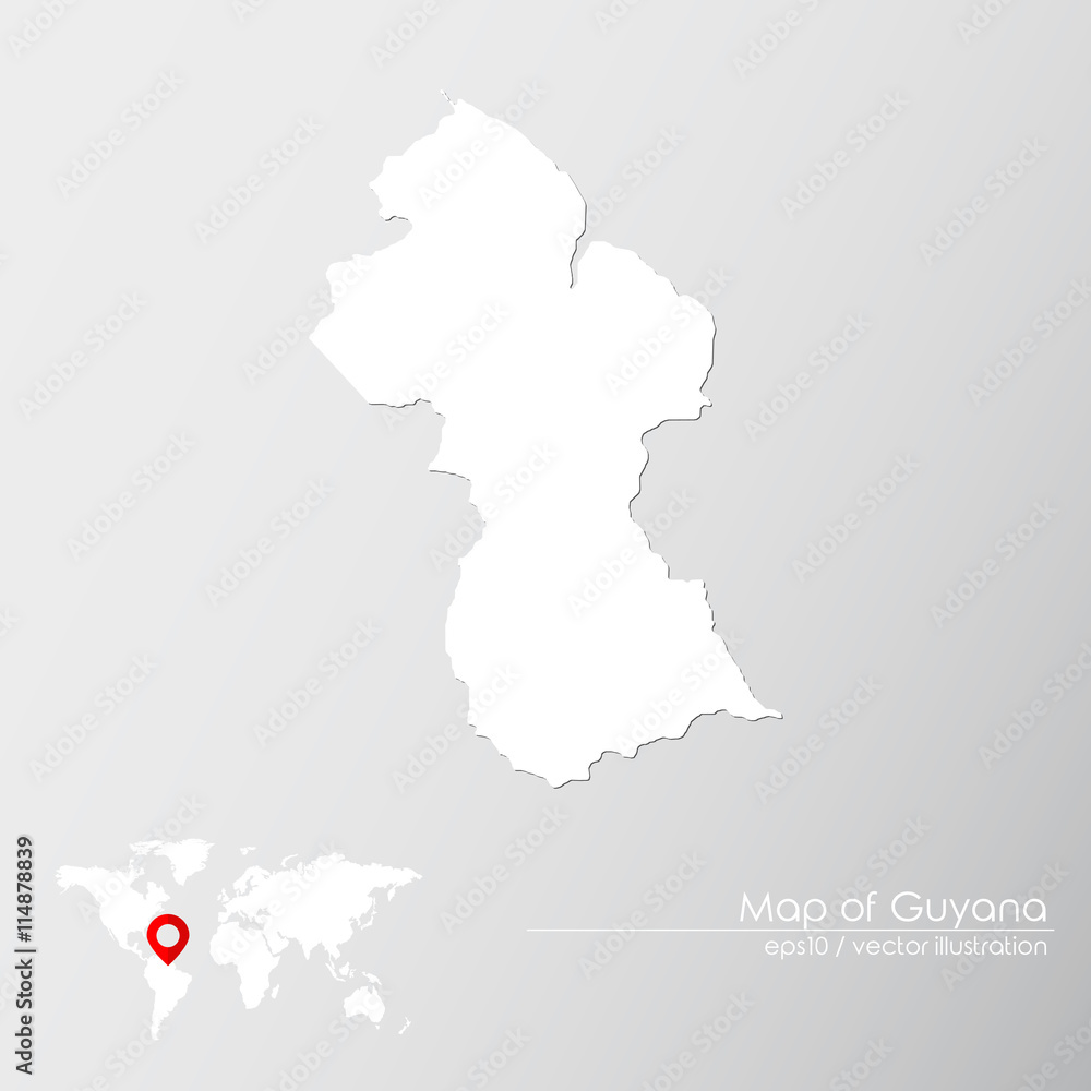 Vector map of Guyana with world map infographic style. Stock Vector ...