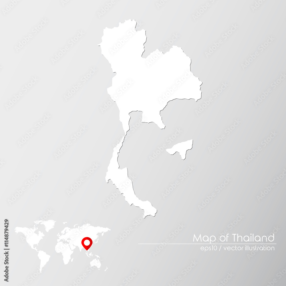 Vector map of Thailand with world map infographic style. Stock Vector ...