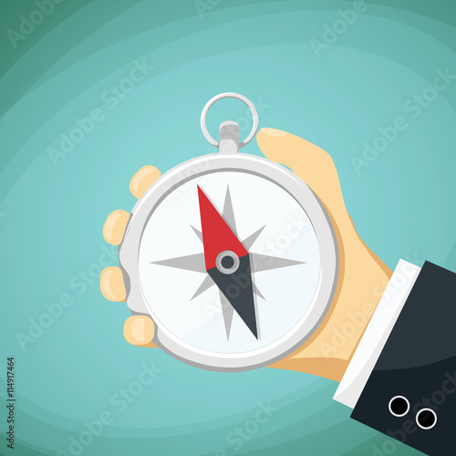Man holds in his hand a compass. Stock Vector cartoon illustrati Stock ...
