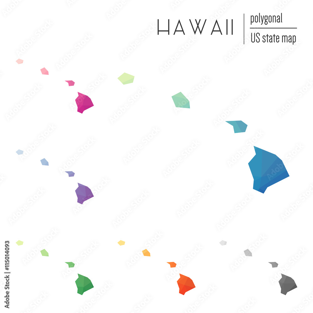 Set of vector polygonal Hawaii maps. Bright gradient map of the US ...