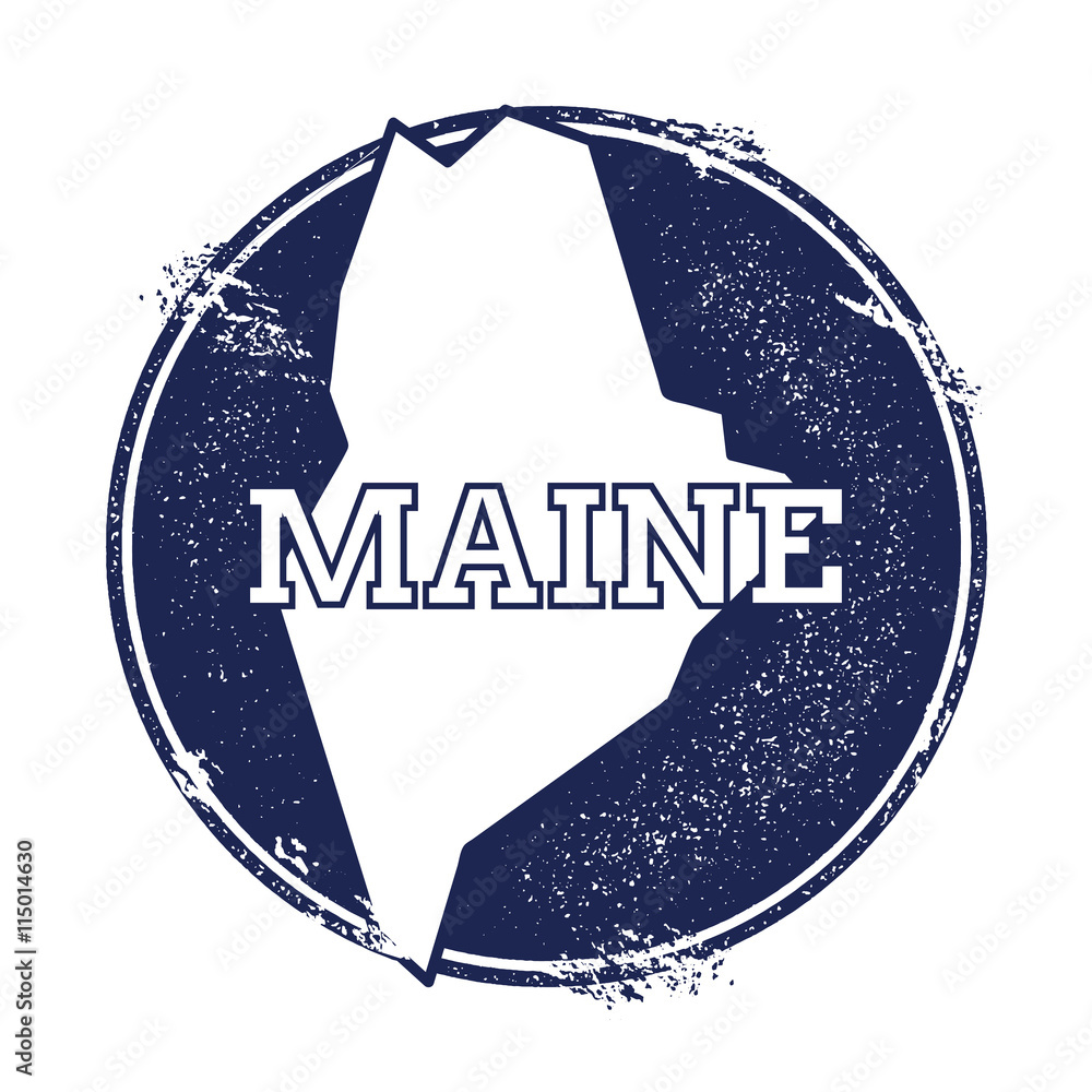 Maine vector map. Grunge rubber stamp with the name and map of Maine ...