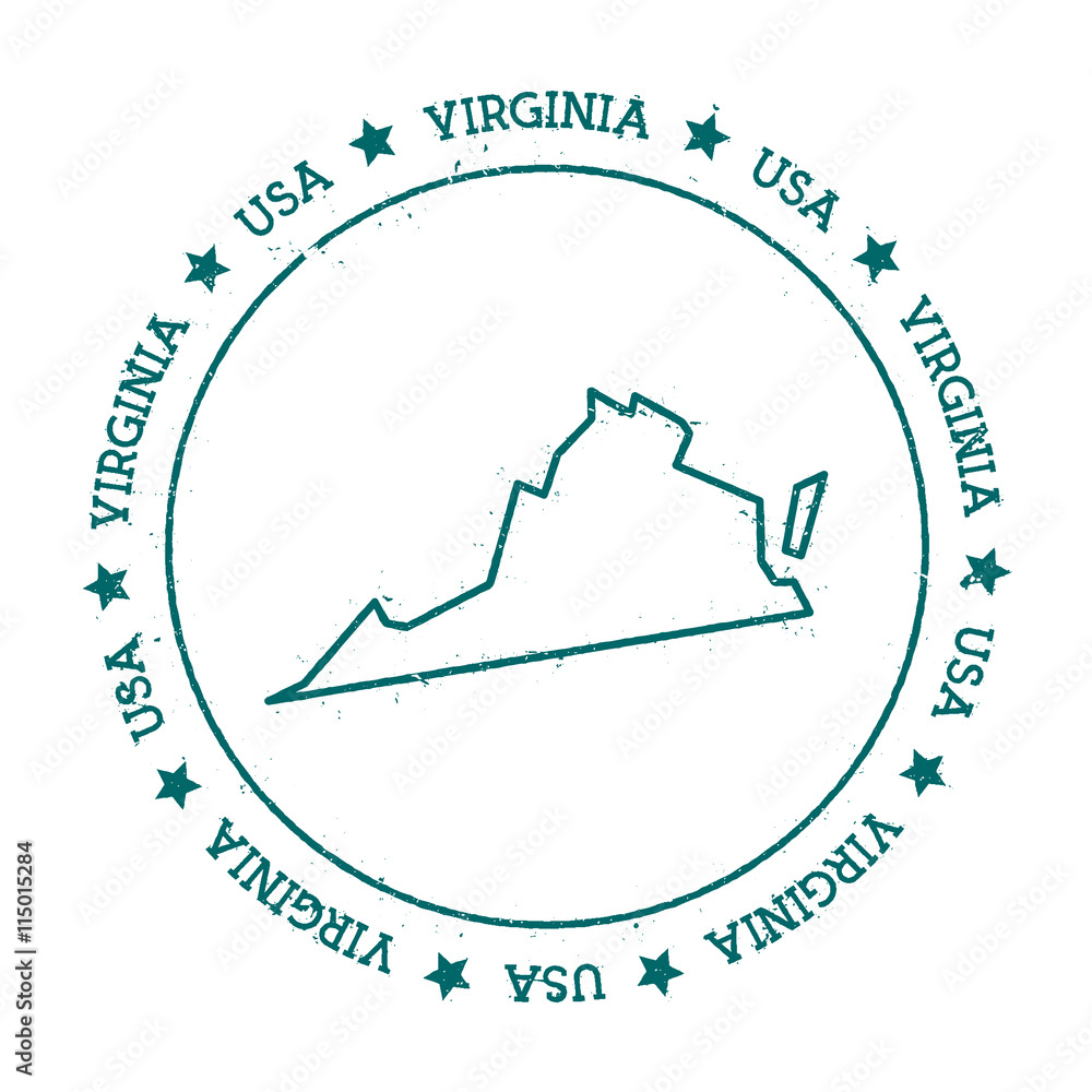 Virginia vector map. Retro vintage insignia with US state map ...