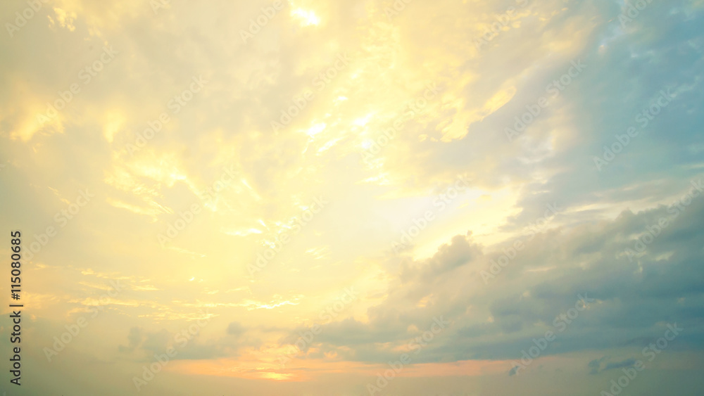A new heaven and earth concept: Dramatic sun ray with yellow sky and ...