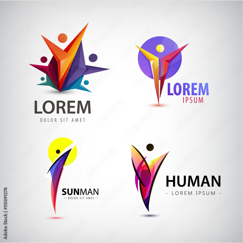 Vector set of man logos, team, family icon. Winner, leader, business ...