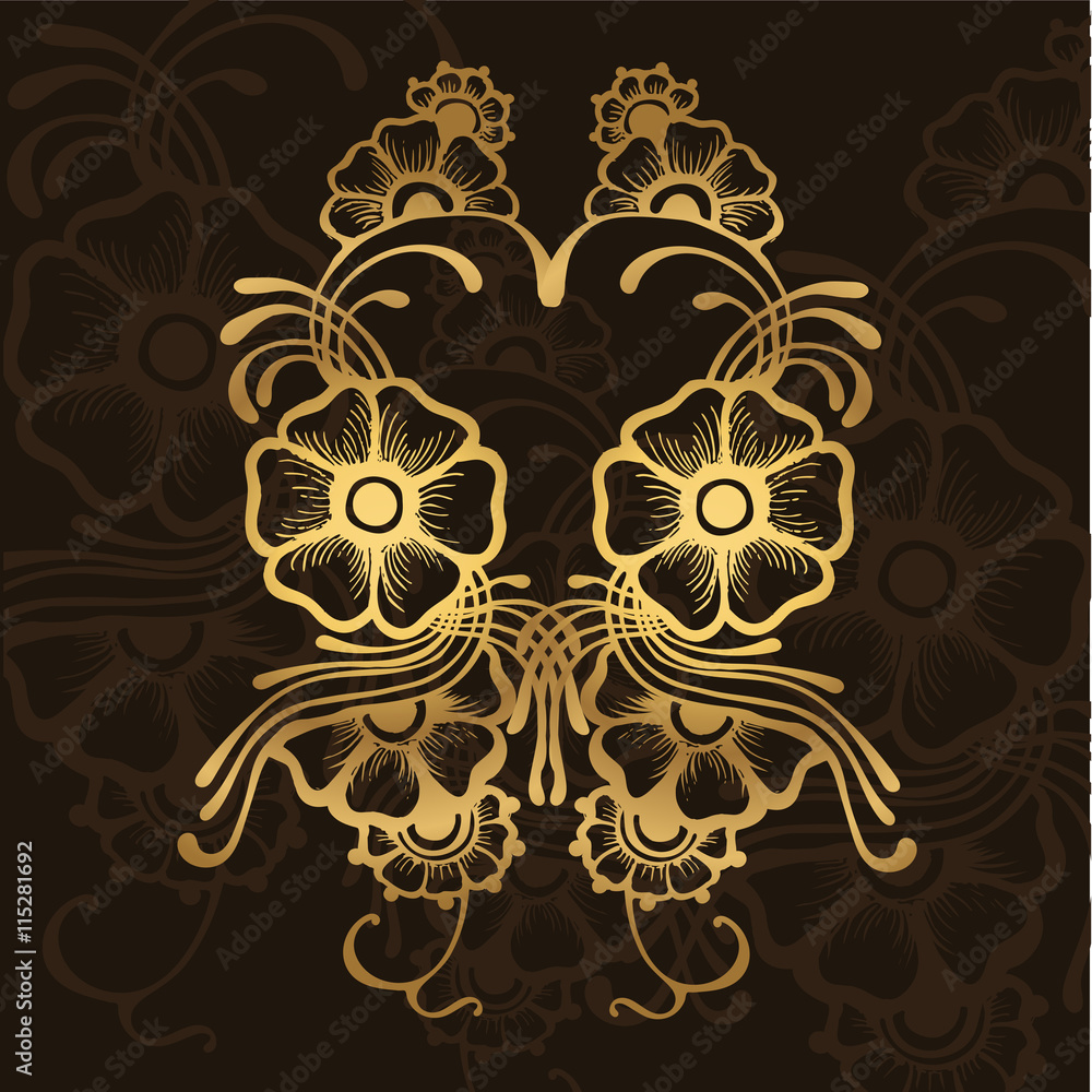 Vector illustration of golden mehndi. Mandala tattoo. Perfect cards for ...