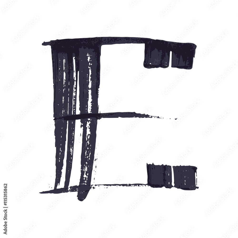 Letter E logo hand drawn with dry brush. Stock Vector | Adobe Stock