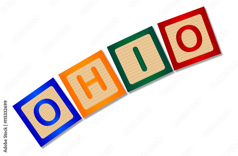 Ohio Wooden Block Letters Stock Vector | Adobe Stock