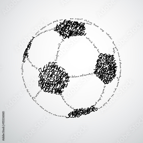 hand drawn, sketch illustration of football ball made by hand written ...