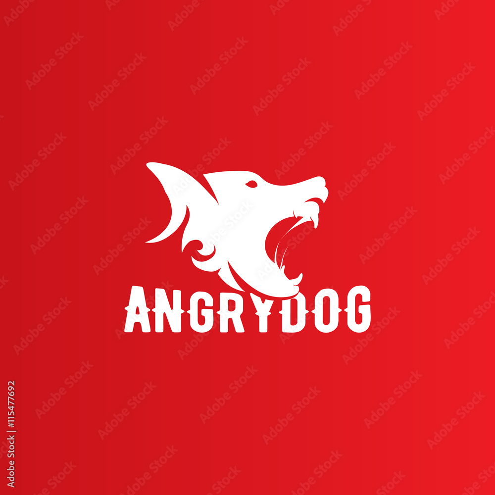 Isolated angry dog side view vector logo. Dangerous animal contour ...