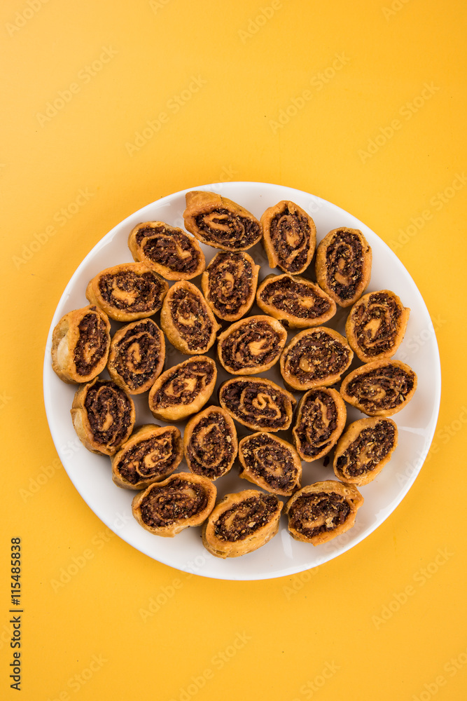 Indian spicy sweet fried snack also known as bakarwadi or bakarvadi or ...