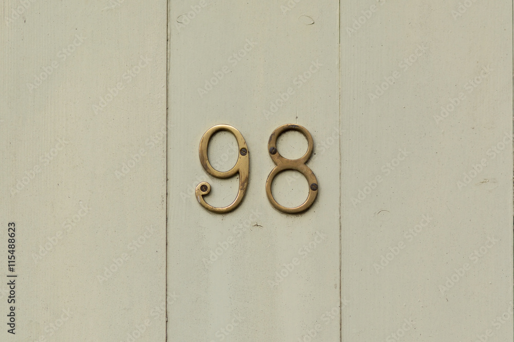 House number 98 sign Stock Photo | Adobe Stock