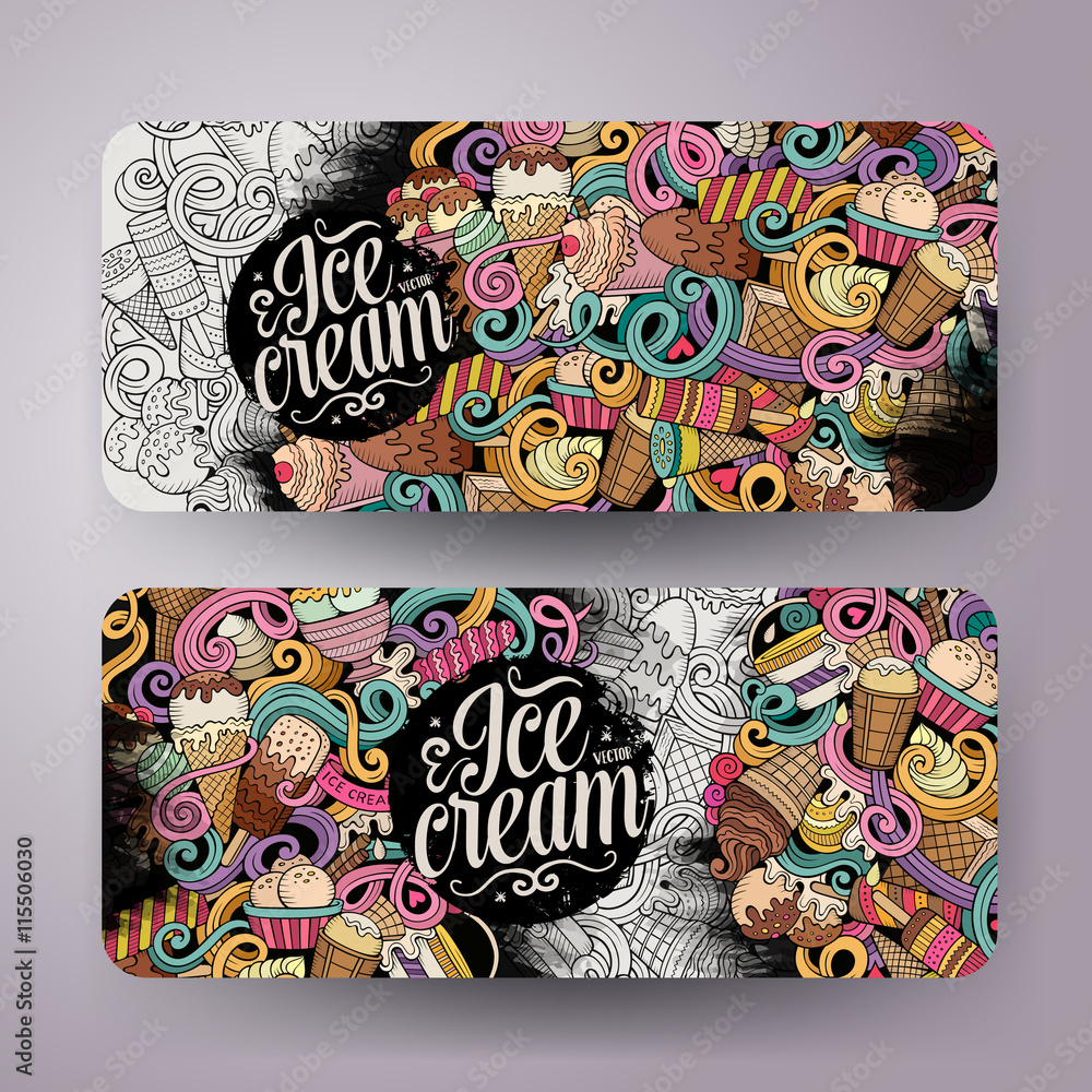 Cartoon vector doodles ice cream banners Stock Vector | Adobe Stock