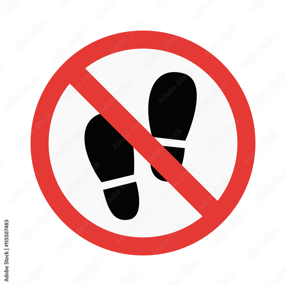 Prohibition walk sign vector illustration. Warning danger symbol ...