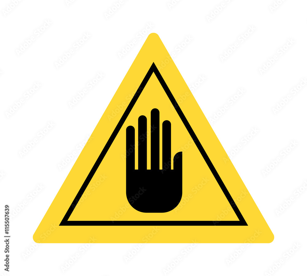 Prohibition hand stop sign vector illustration. Warning danger symbol ...